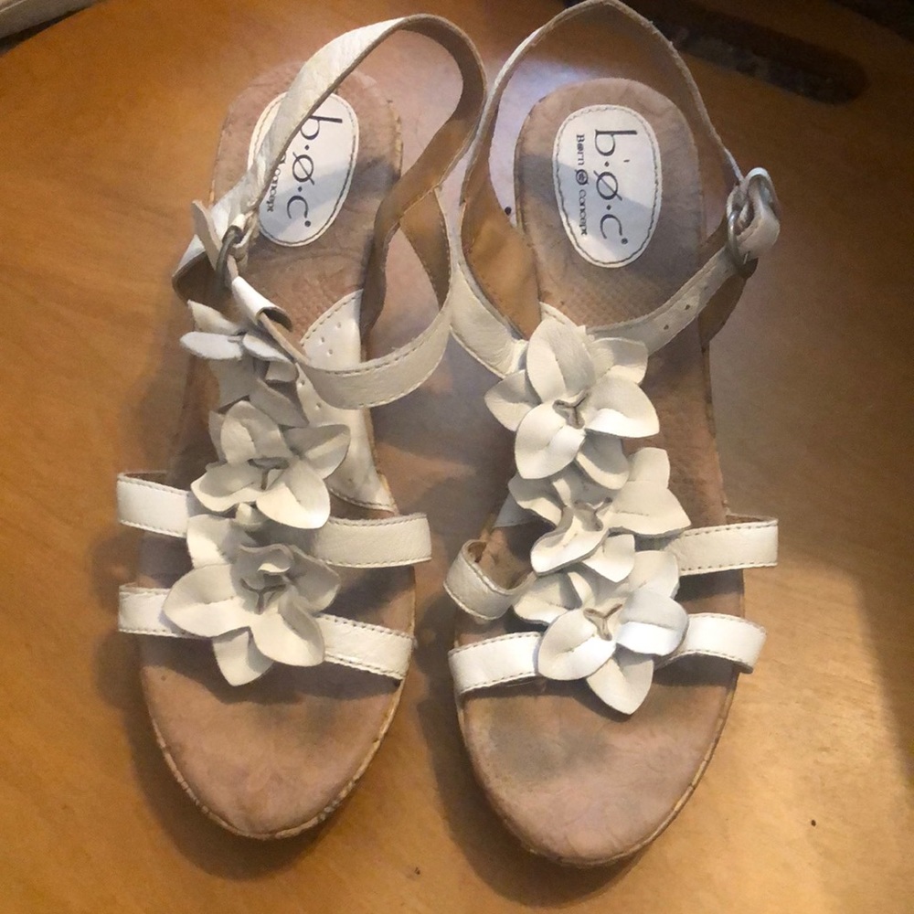 Boc Born Concept Floral Leather T Strap Wedge Sandal … - Gem